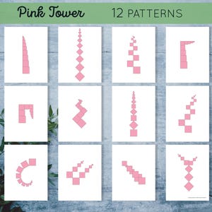 Pink Tower Printable Patterns, Matching Cards and Chart. Montessori ...