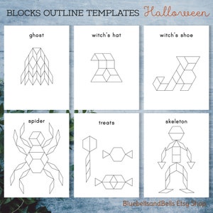 Halloween Pattern Blocks Templates. Preschool and Kindergarten - Etsy