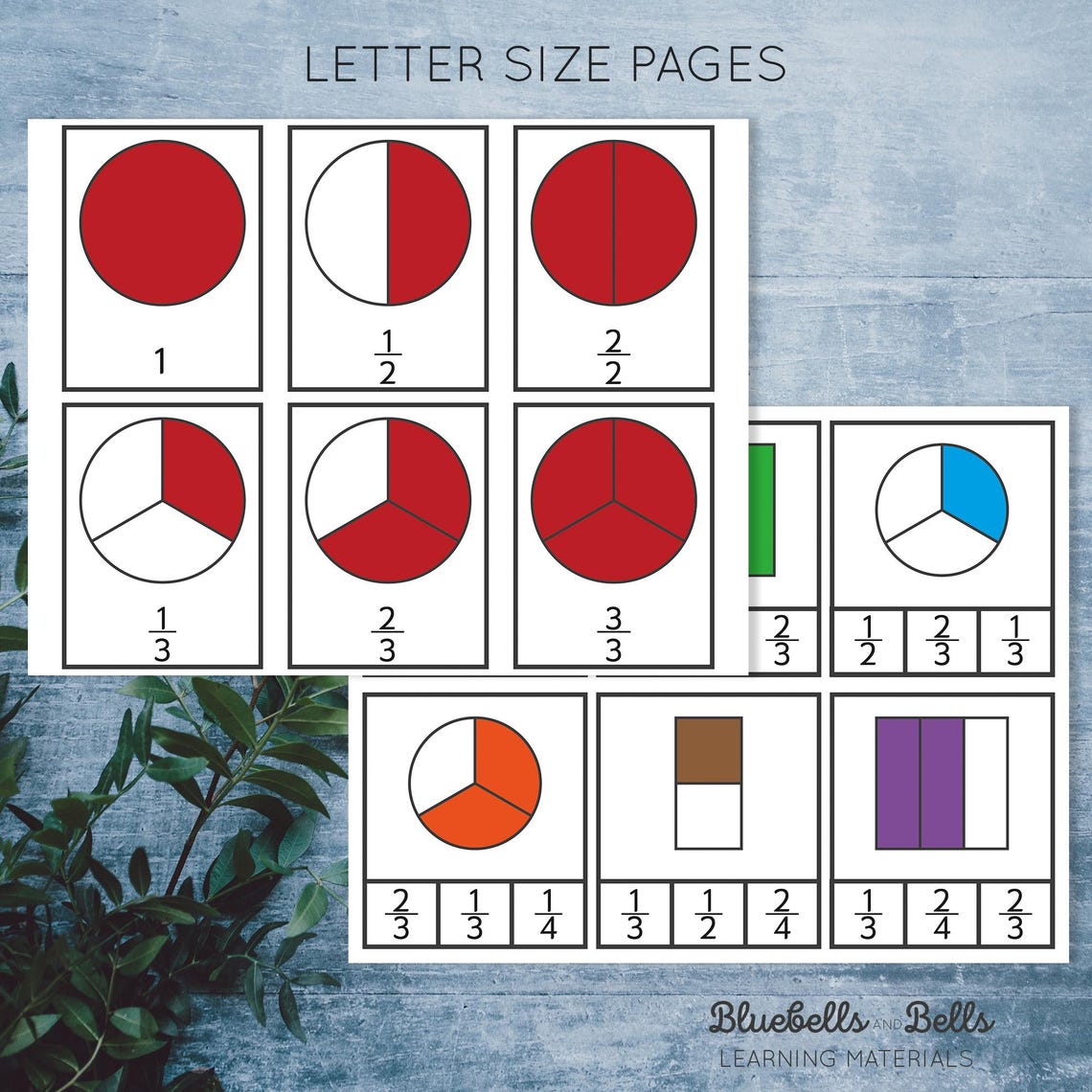 Fractions Preschool and Kindergarten Activities 1-6. Montessori 3-part ...