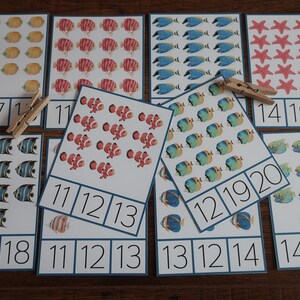 Ocean Count and Clip Cards 11-20. Preschool Math Printable. Homeschool ...