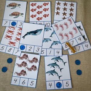 Ocean Animal Count and Clip Cards 1-10. Montessori Printable. - Etsy