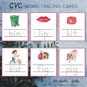 CVC Word Tracing Cards. Montessori Handwriting Practice Printable for ...