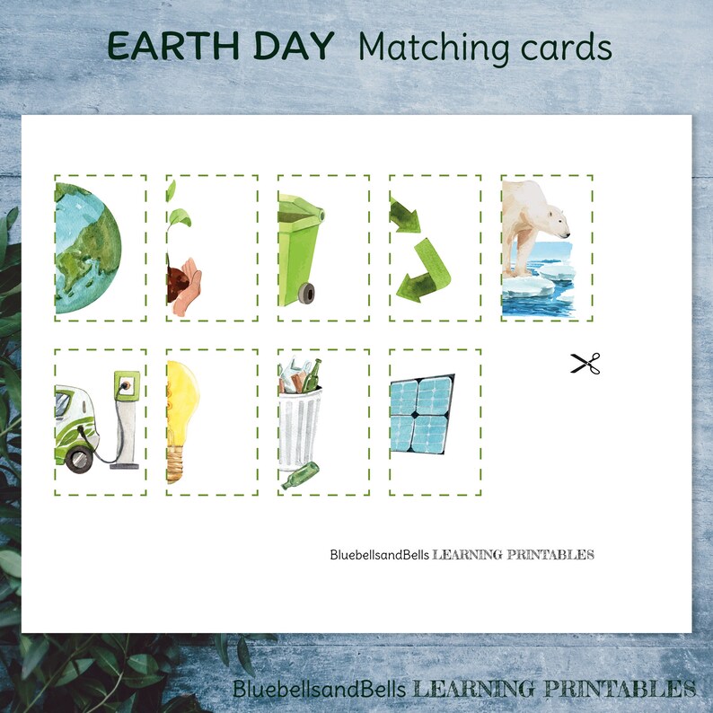 Earth Day Printable Puzzle Halves Matching. Toddler Montessori Spring ...