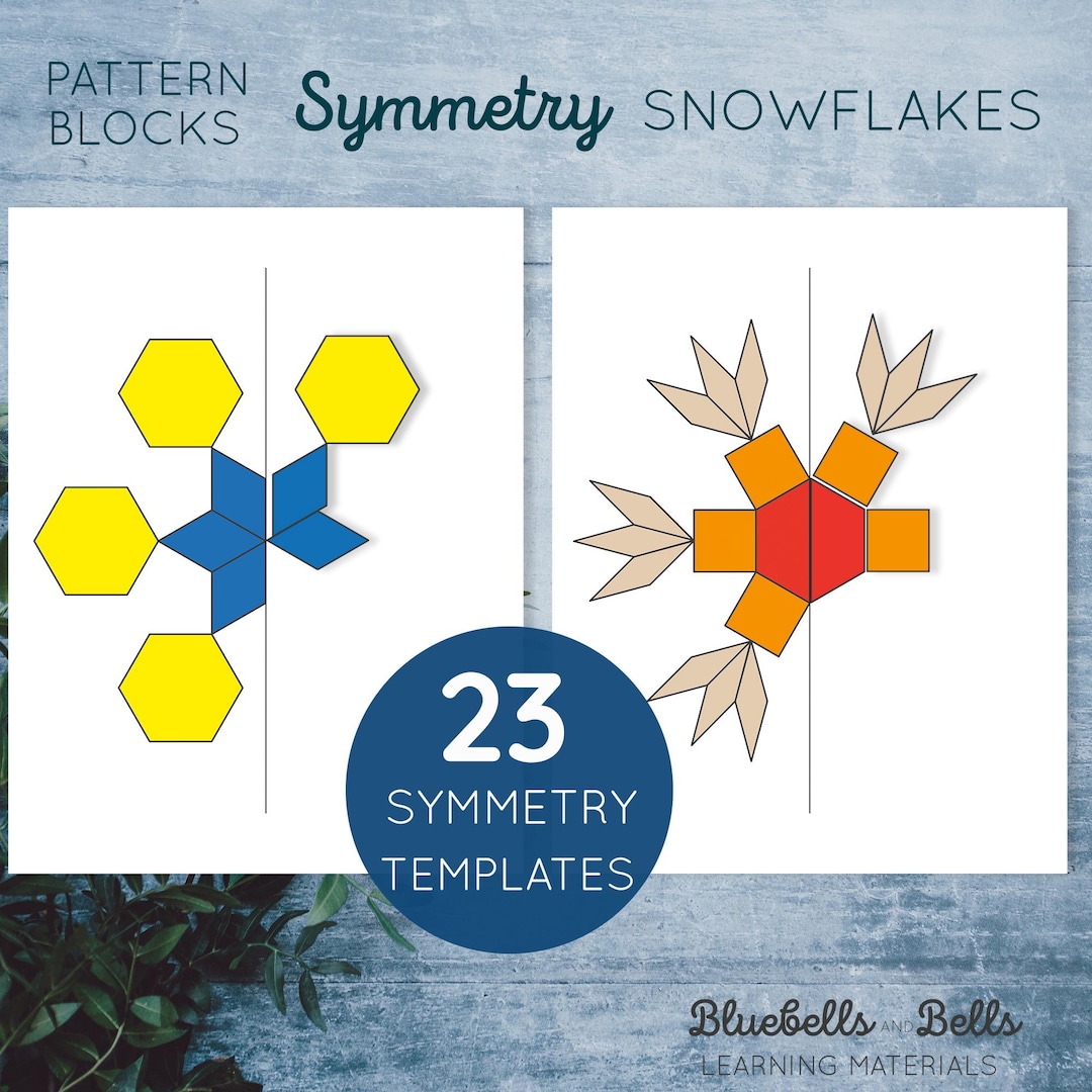 Snowflake Pattern Blocks Symmetry. Winter Preschool and Kindergarten ...