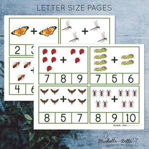 Montessori Spring Printable Insect Count and Clip Cards Addition 1-10 ...