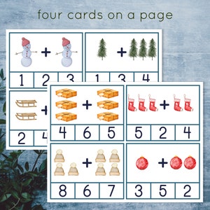 Montessori Winter Printable Addition Clip Cards. Preschool and ...