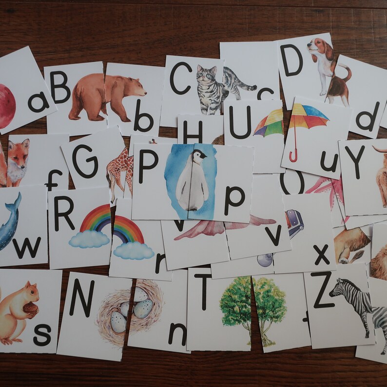 Printable Alphabet Puzzle. Toddler Watercolor Letter Cards. - Etsy