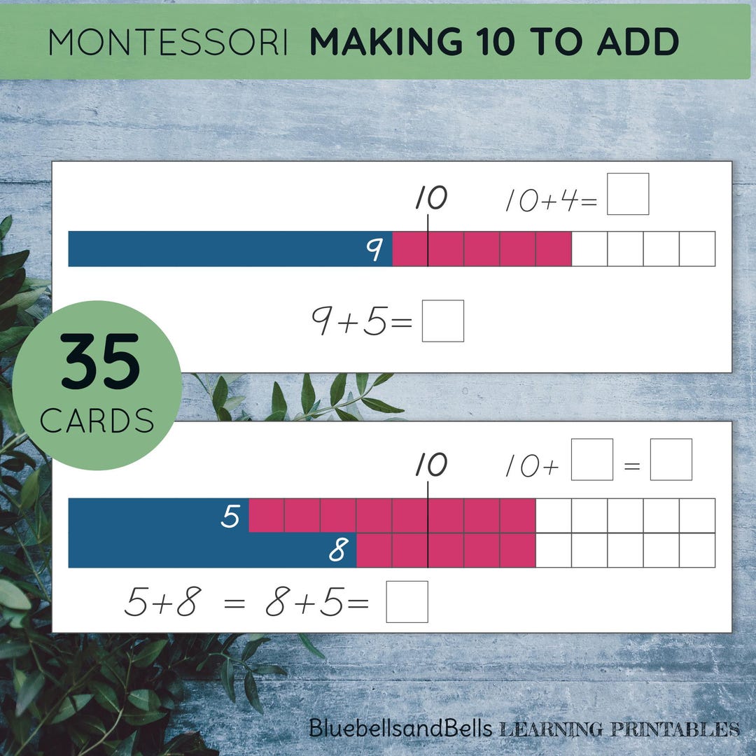 Montessori Addition. Make Ten to Add. Montessori Addition Strip Board ...