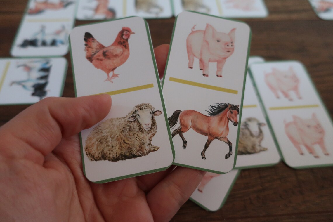 Farm Animal Dominoes. Kids Printable Tile Game. - Etsy