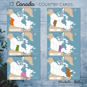 Canada Montessori Maps Provinces and Territories Cards. - Etsy