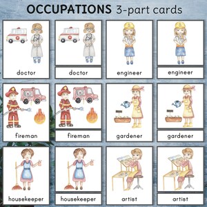 Occupations 3 Part Cards. Montessori Printable Professions Nomenclature ...