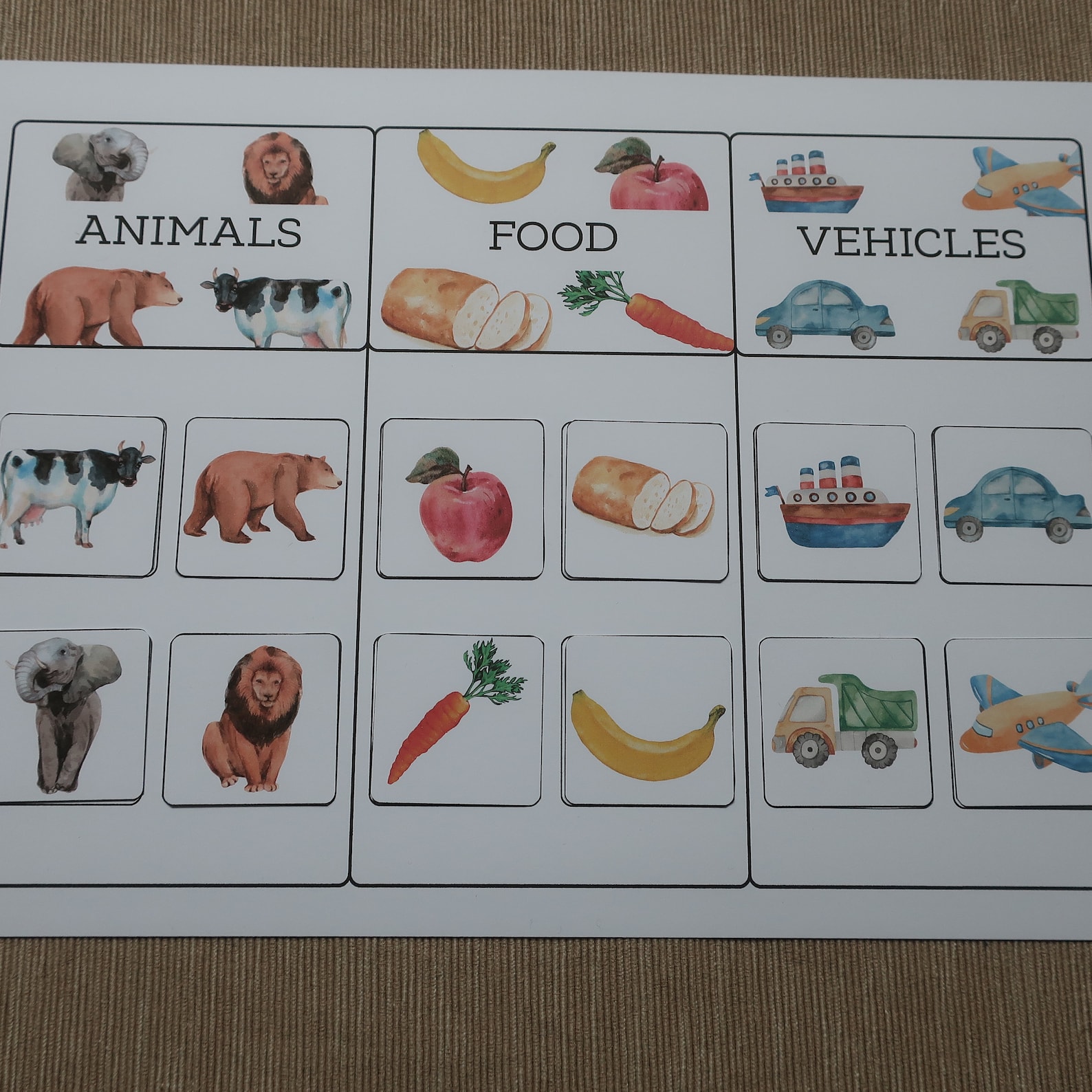 Toddler Category Sorting Printable. Montessori Matching Activity. - Etsy