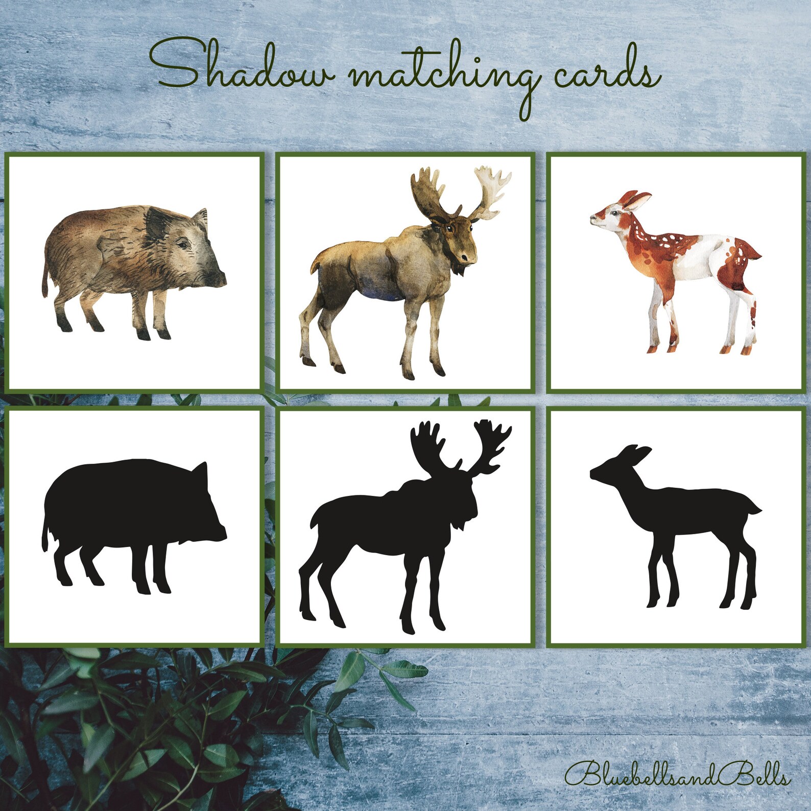 Woodland Animal Montessori Printable Shadow Matching Cards. | Etsy