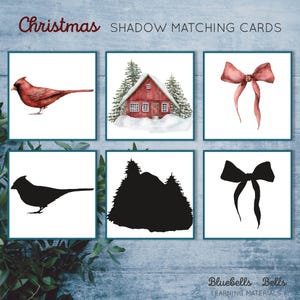 Montessori Printable Christmas Shadow Matching Cards. Winter Preschool ...