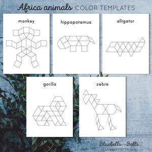 Africa Animals Pattern Blocks Templates. Wild Animals Toddler Activity ...