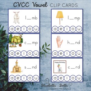 Missing Vowel Clip Cards. Consonant Blends. Montessori Phonics ...