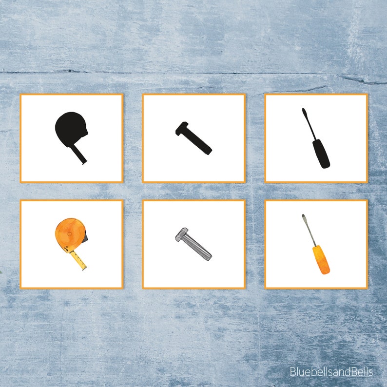 Tools Shadow Matching Cards. Montessori Toddler Printable. - Etsy