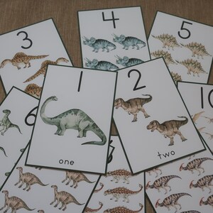 Dinosaur Counting Cards. Printable Dino Number Flash Cards. Preschool ...