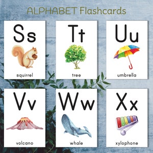 Alphabet Printable Flashcards. Toddler Watercolor Letter Cards. - Etsy