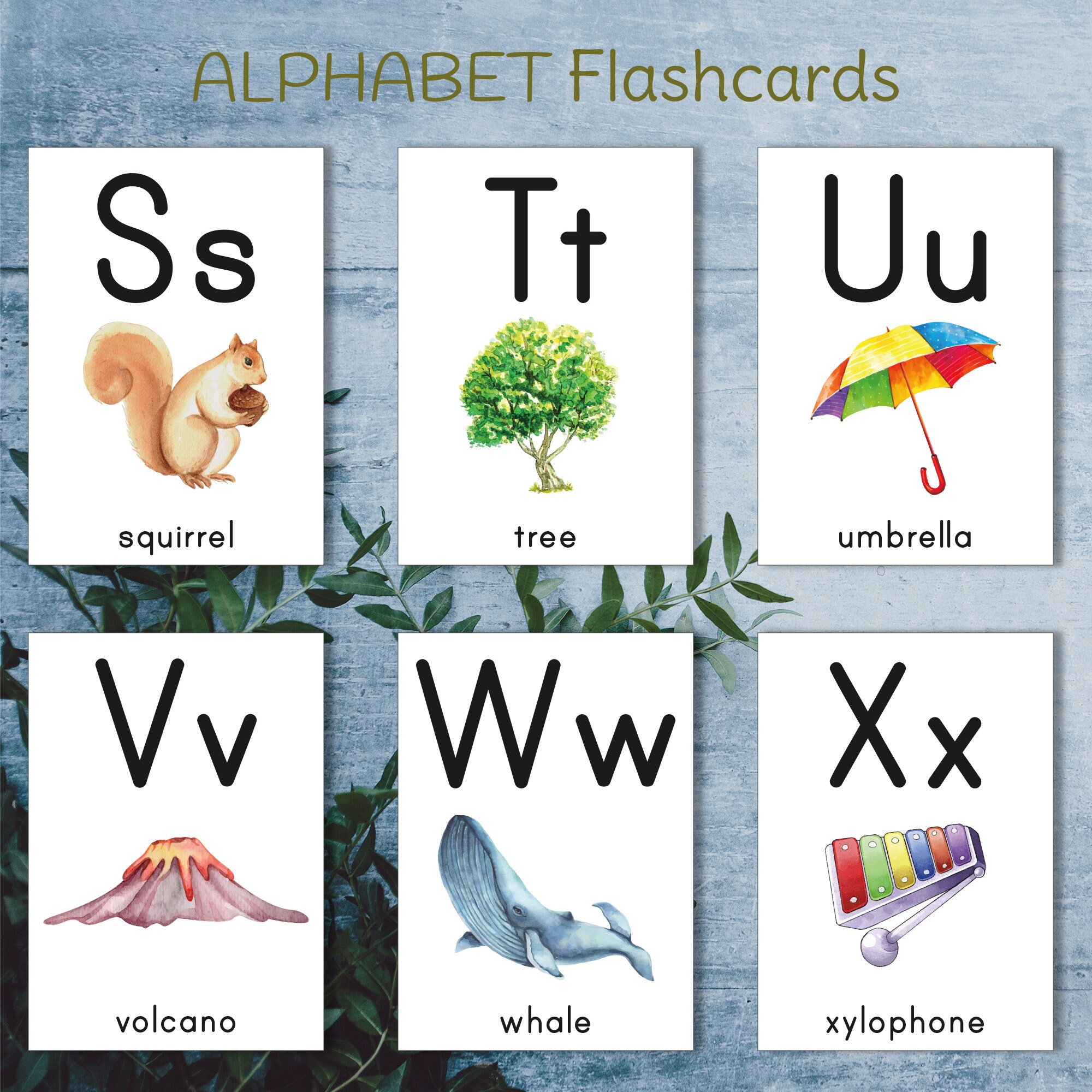 Alphabet Printable Flashcards. Toddler Watercolor Letter - Etsy