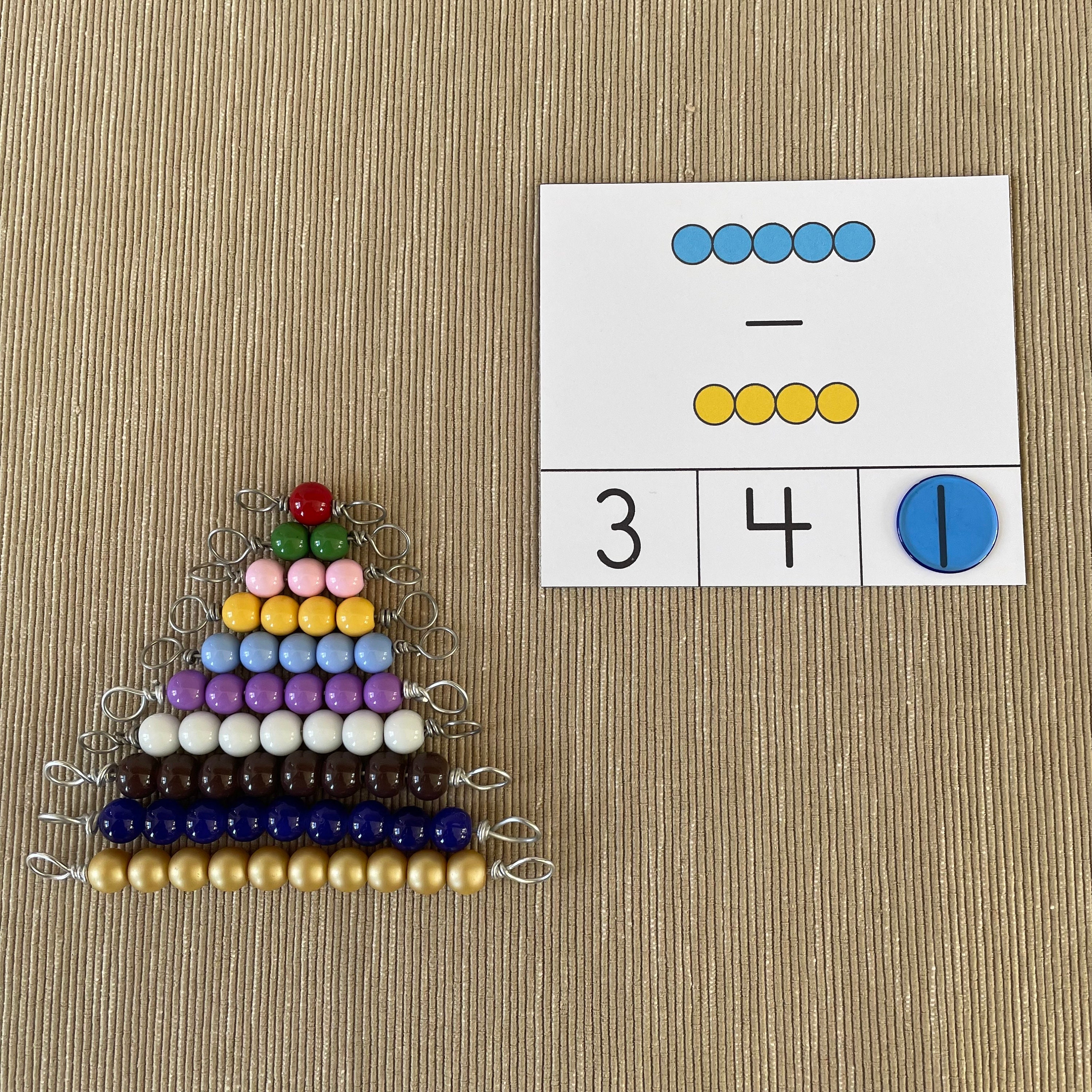 Montessori Bead Bar Subtraction Clip Cards. Kindergarten and 1st Grade ...