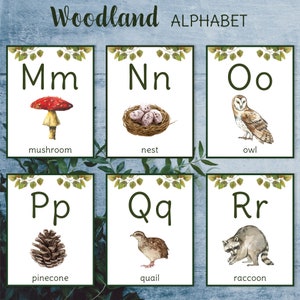 Woodland Alphabet Flashcards. Watercolor Letter Cards. Kids Printable ...