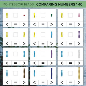 Montessori Bead Bar Comparing Numbers to Ten. More Than, Less Than ...