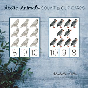 Arctic Animals Count and Clip Cards 1-10. Winter Preschool Math ...