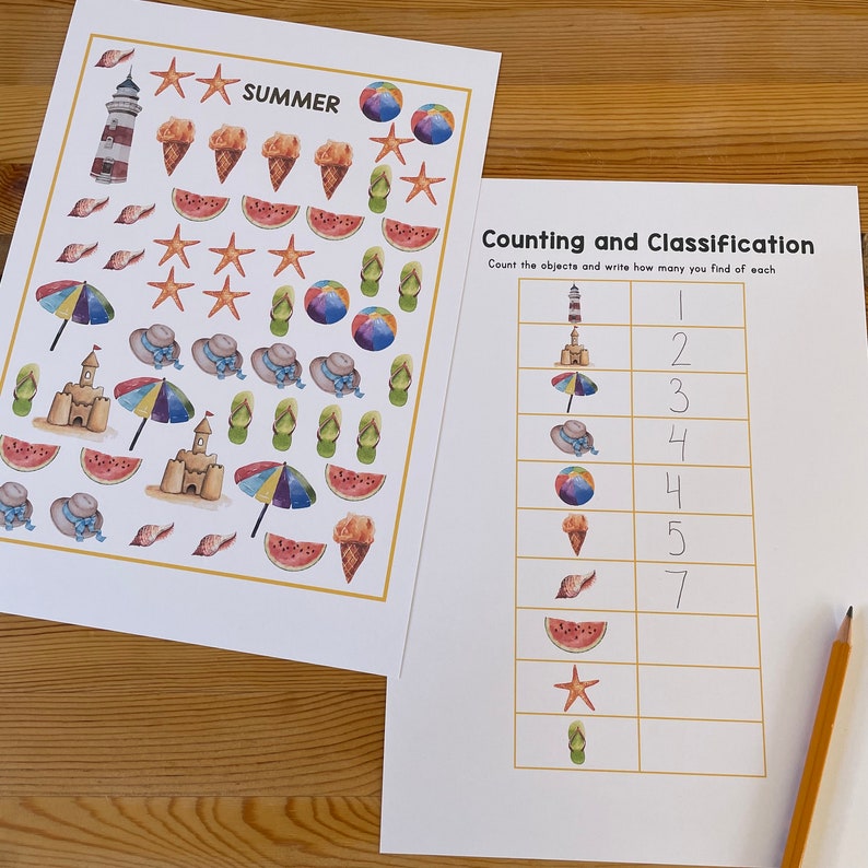 Summer Preschool Printable Graphing Worksheets. Montessori Math ...