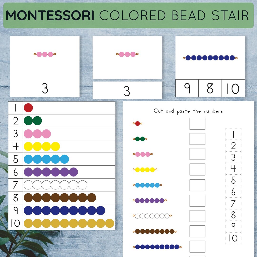 Montessori Colored Bead Stair Printables. Preschool Math Activities ...