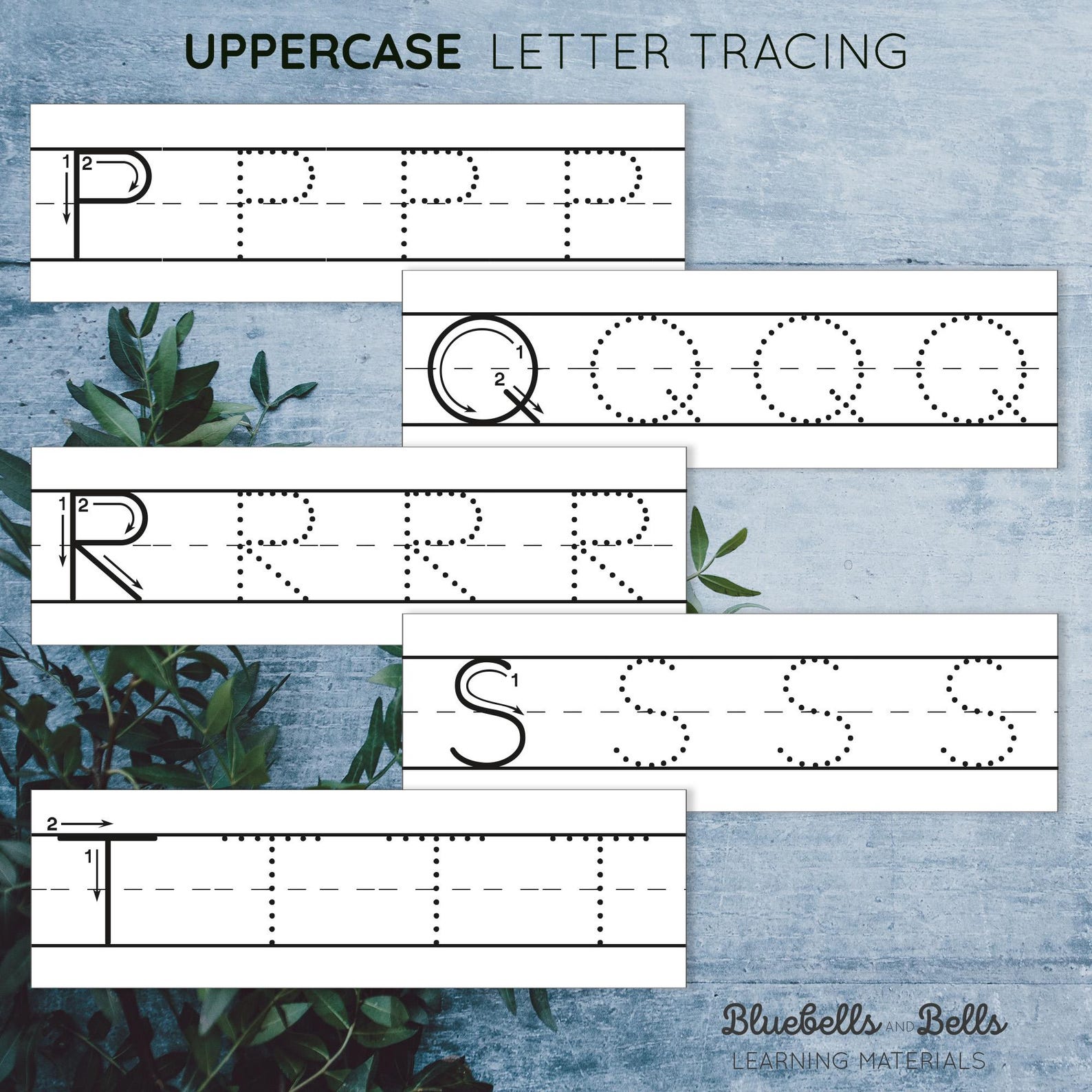Letter Tracing Worksheets Lined Uppercase. Preschool and Kindergarten ...