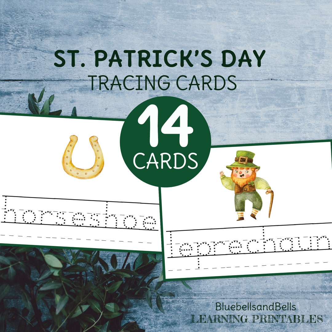 St. Patricks Day Preschool Printable Word Tracing Cards. Montessori ...