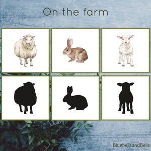 Farm Animal Shadow Matching Cards. Toddler Montessori Printable. - Etsy
