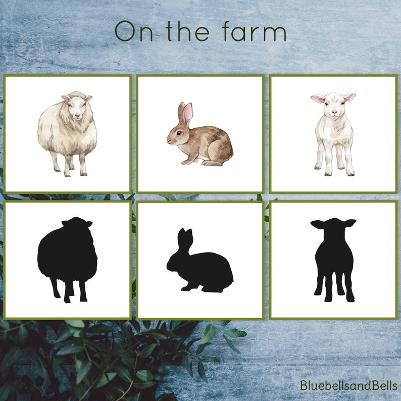 Farm Animal Shadow Matching Cards. Toddler Montessori - Etsy