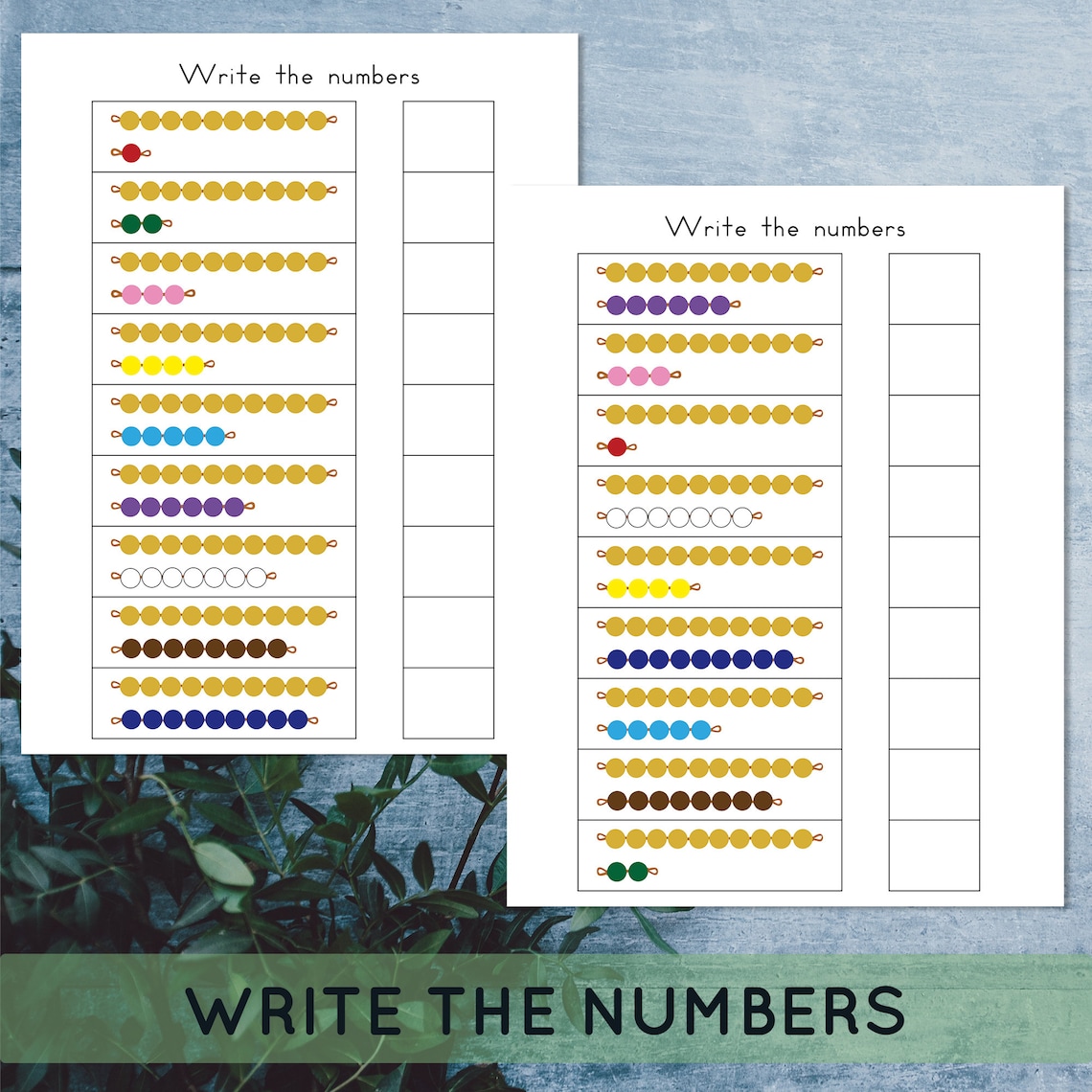 Montessori teen beads printable cards and worksheets. | Etsy