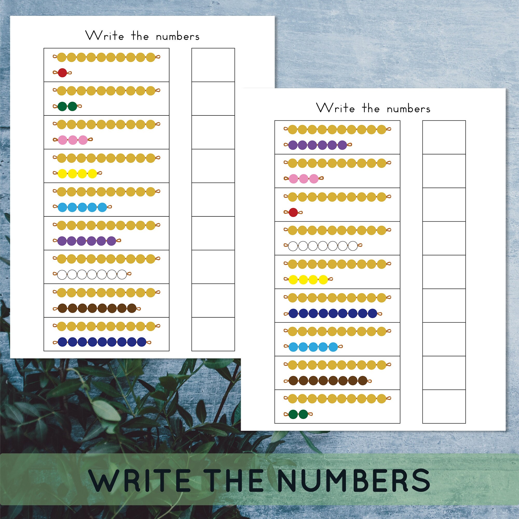 Montessori Teen Beads Printable Cards and Worksheets. - Etsy