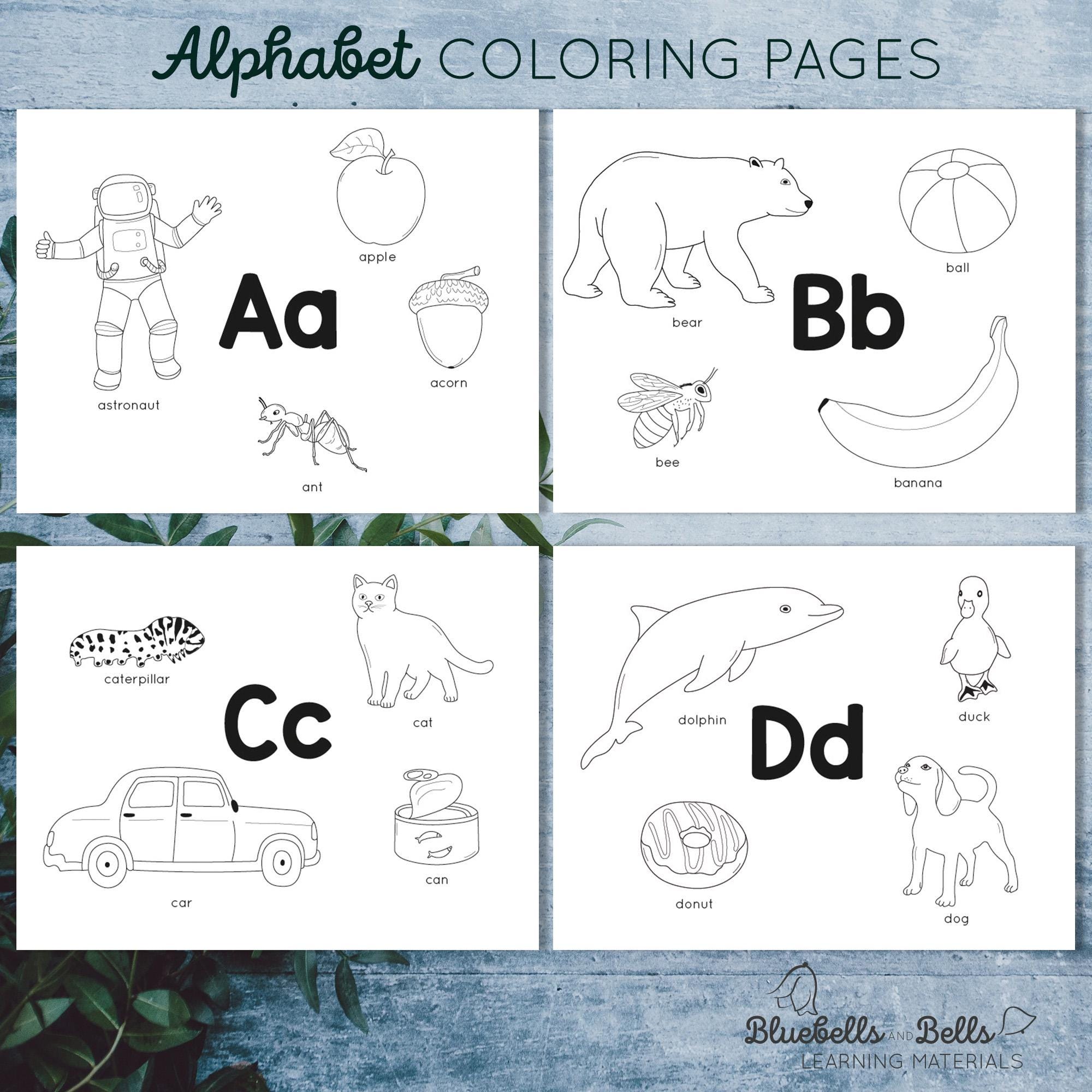 Alphabet Coloring Pages. Phonics Printable Worksheets. Preschool and ...