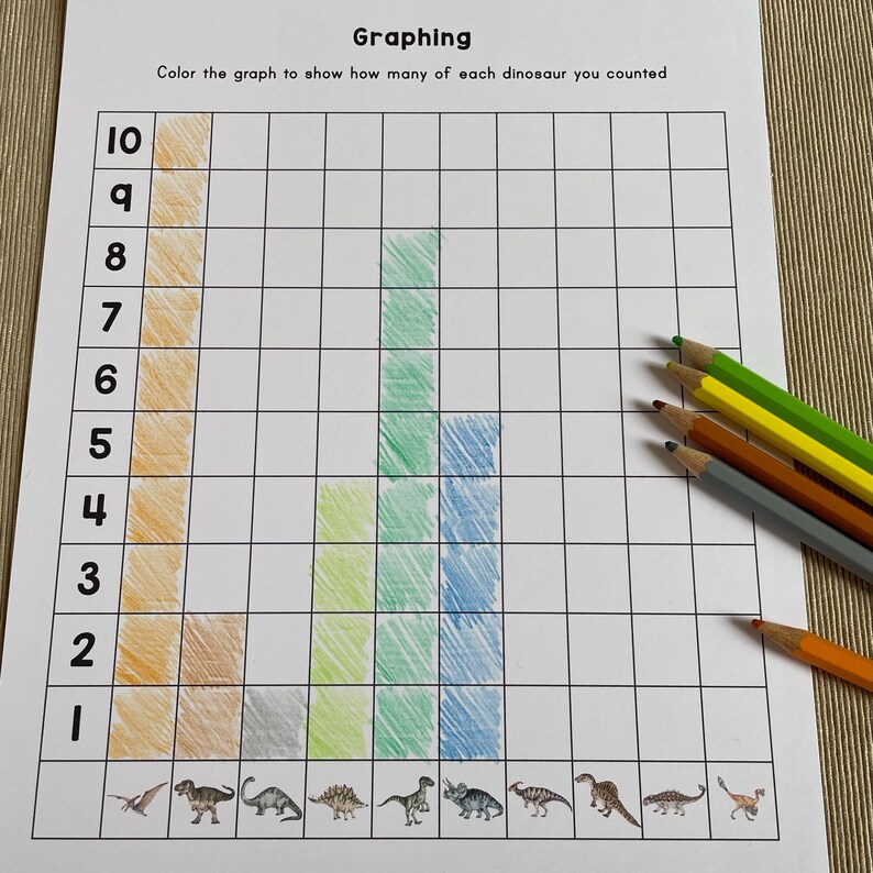 Dinosaur Preschool Graphing Activity. Math Printable for Kindergarten ...
