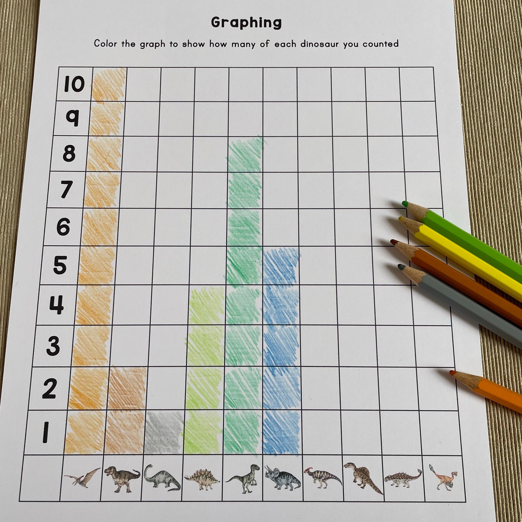 Dinosaur Preschool Graphing Activity. Math Printable for - Etsy