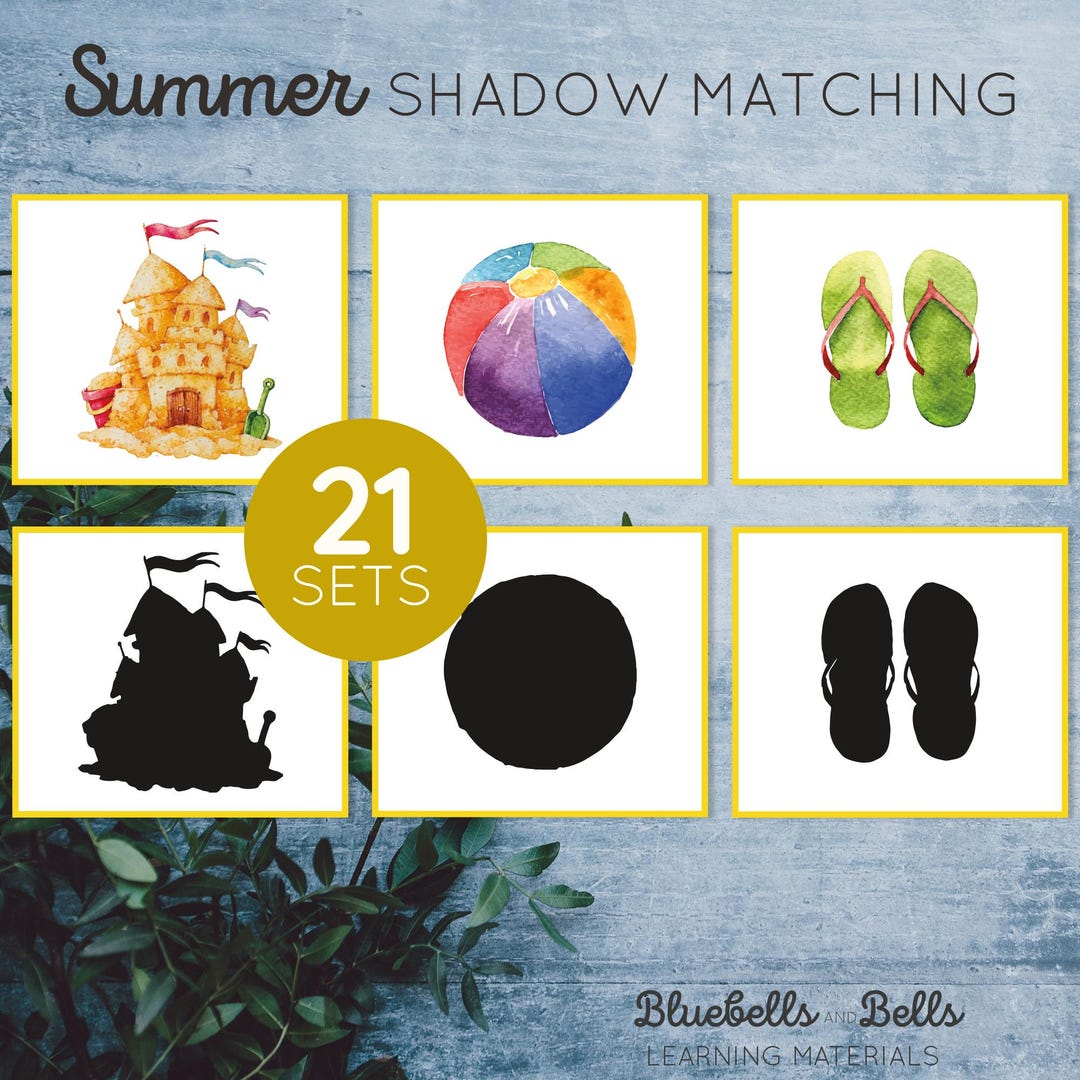 Summer Toddler Printable Shadow Matching Cards. Montessori Preschool ...