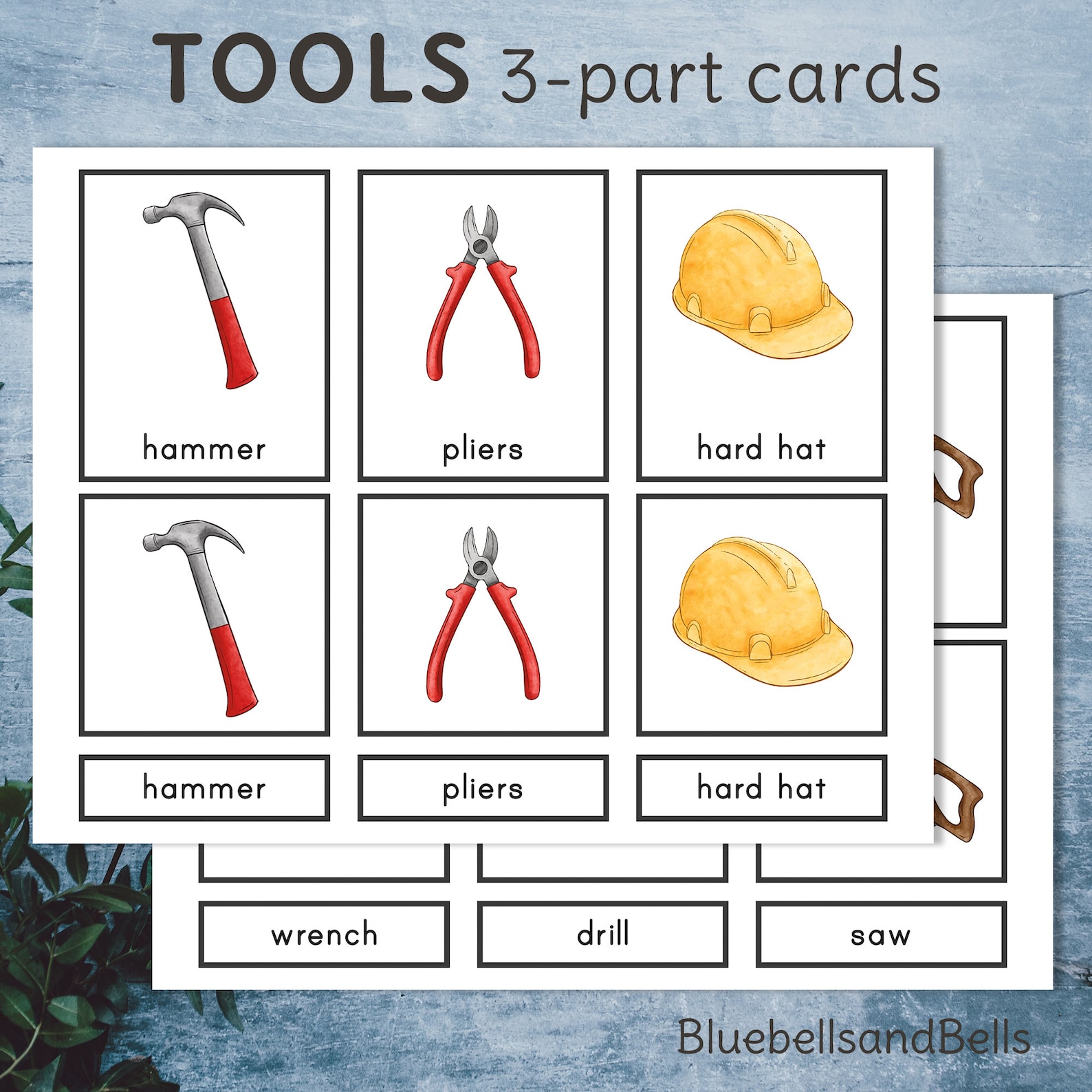 Tools Montessori Printable Three Part Cards. Preschool and | Etsy