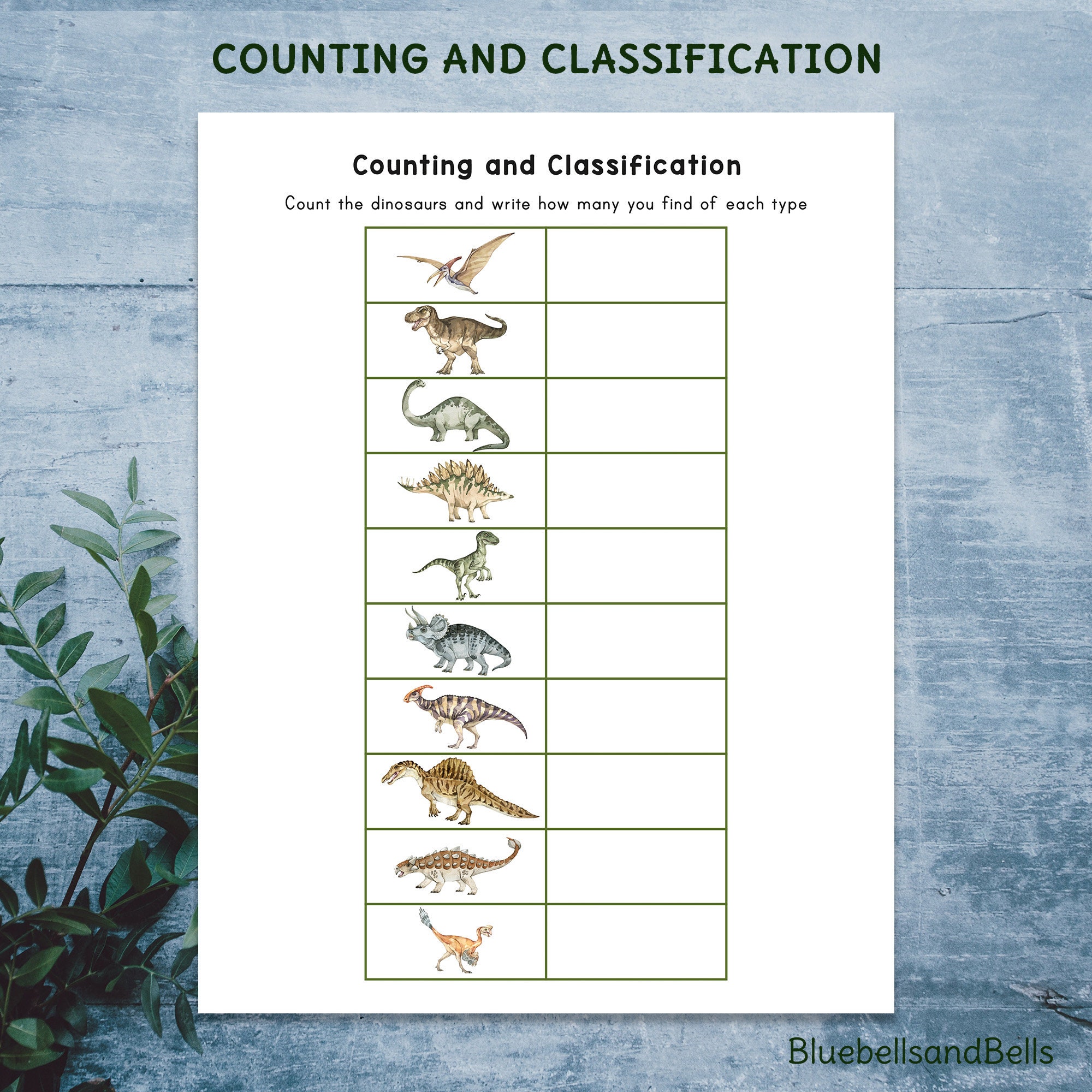 Dinosaur Preschool Graphing Activity. Math Printable for - Etsy