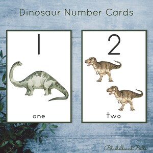 Dinosaur Counting Cards. Printable Dino Number Flash Cards. Preschool ...