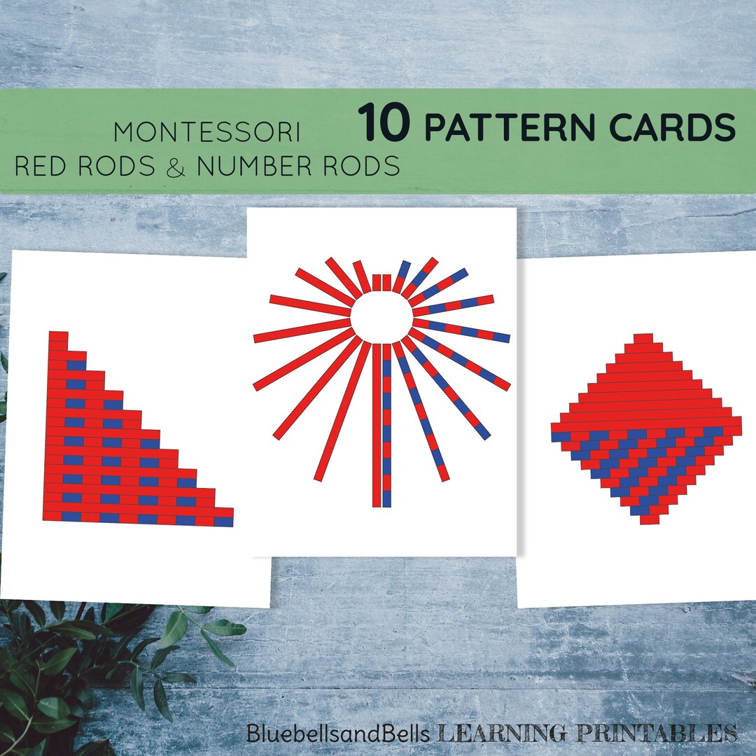 Montessori Printable Red Rods and Number Rods Patterns. Sensorial ...