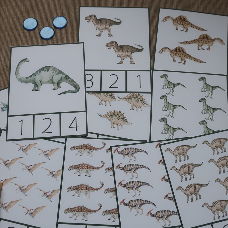 Dinosaur Count and Clip Cards 1-10. Preschool Montessori Math Printable ...