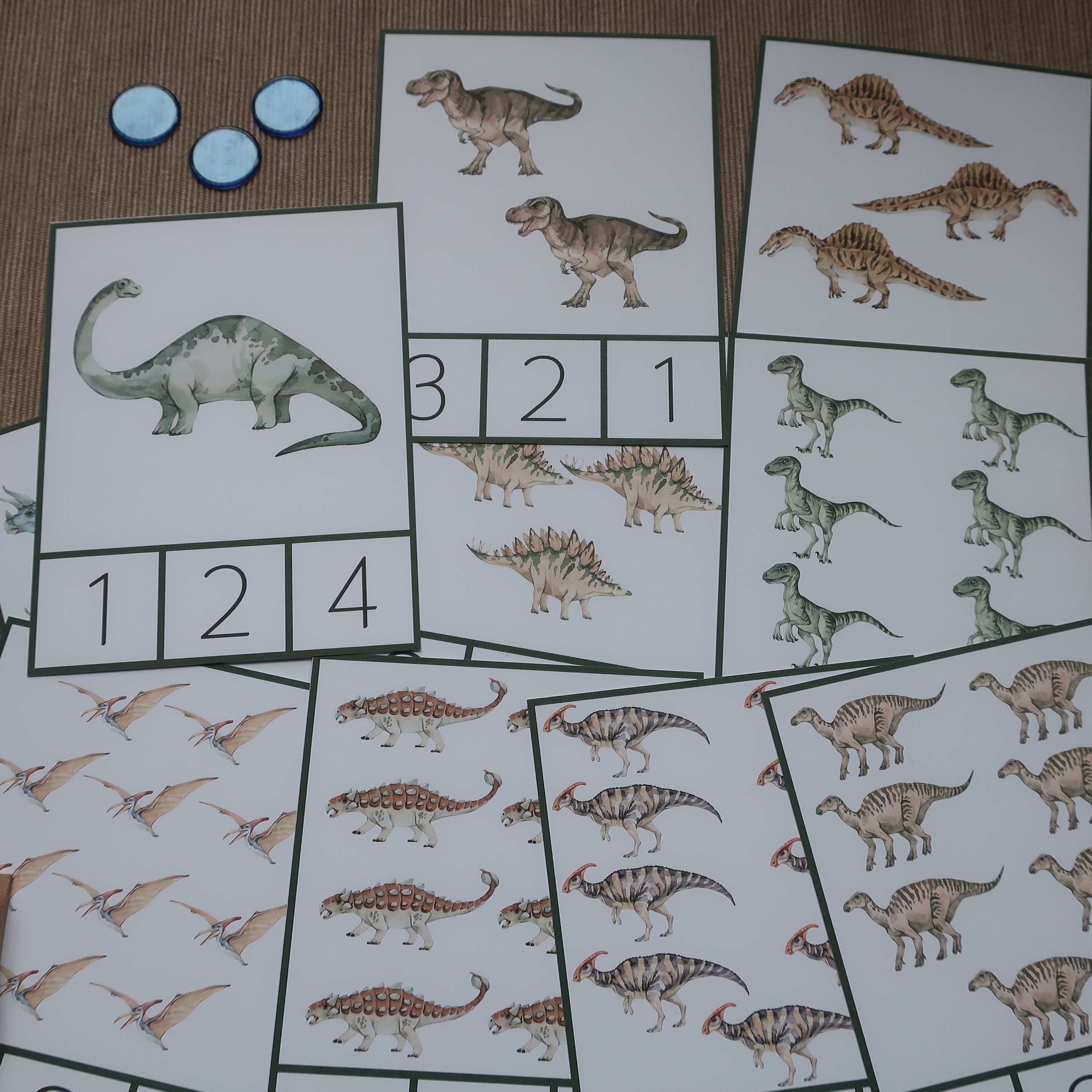 Dinosaur Count and Clip Cards 1-10. Preschool Montessori Math - Etsy