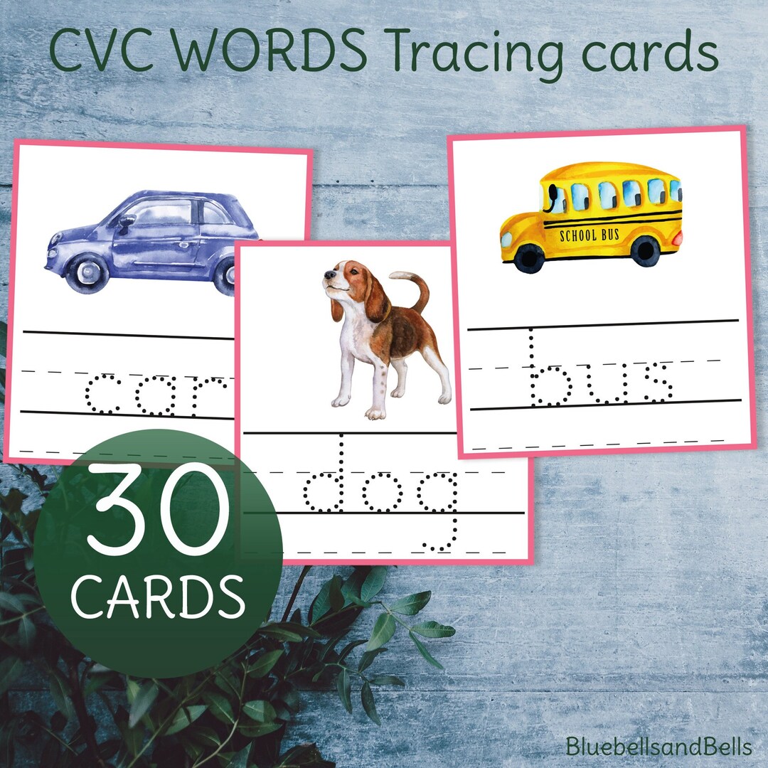 CVC Word Tracing Cards. Montessori Handwriting Practice Printable for ...