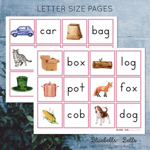 Montessori Printable CVC Word and Picture Matching Activity. Pink ...