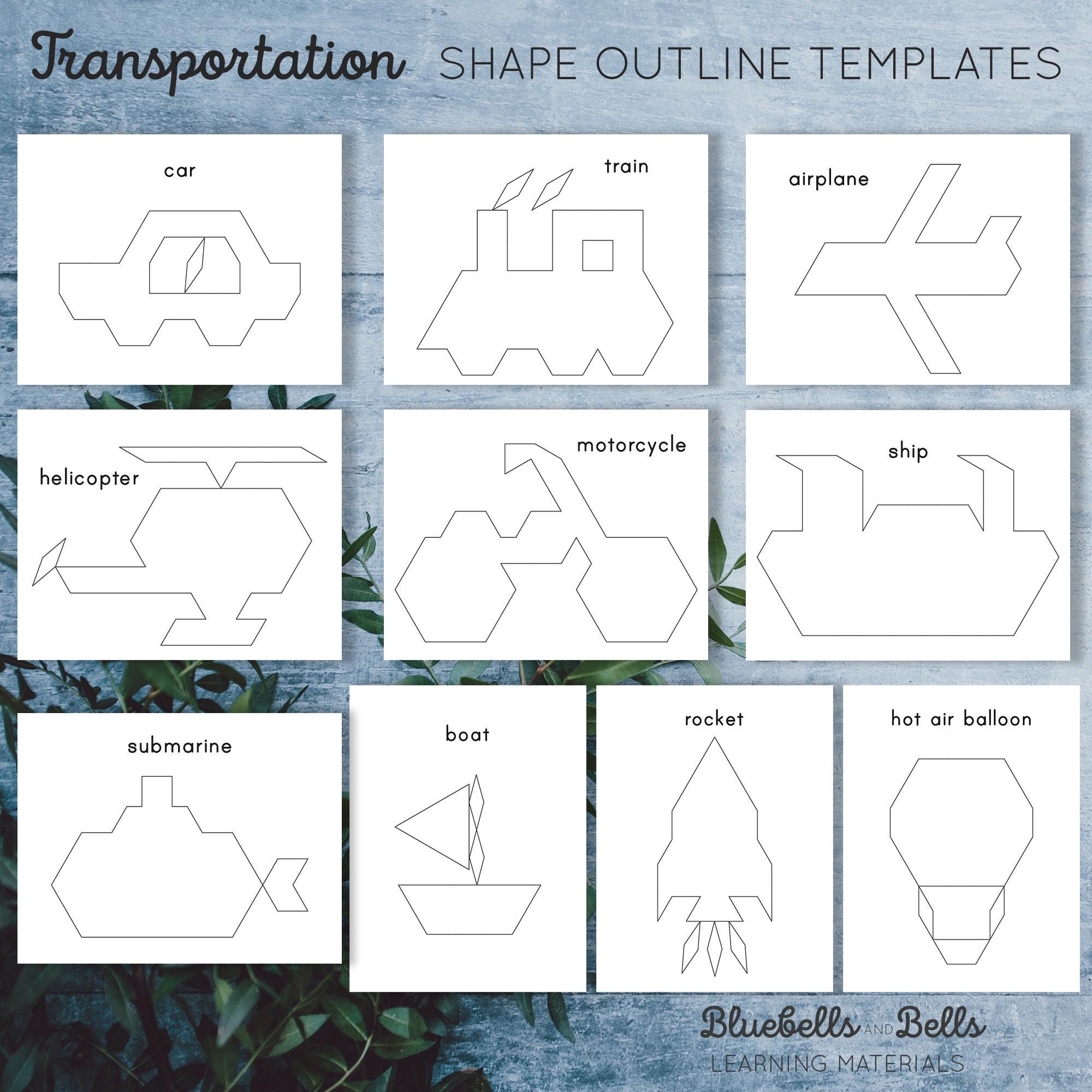 Transportation Pattern Blocks Templates. Preschool and Kindergarten ...