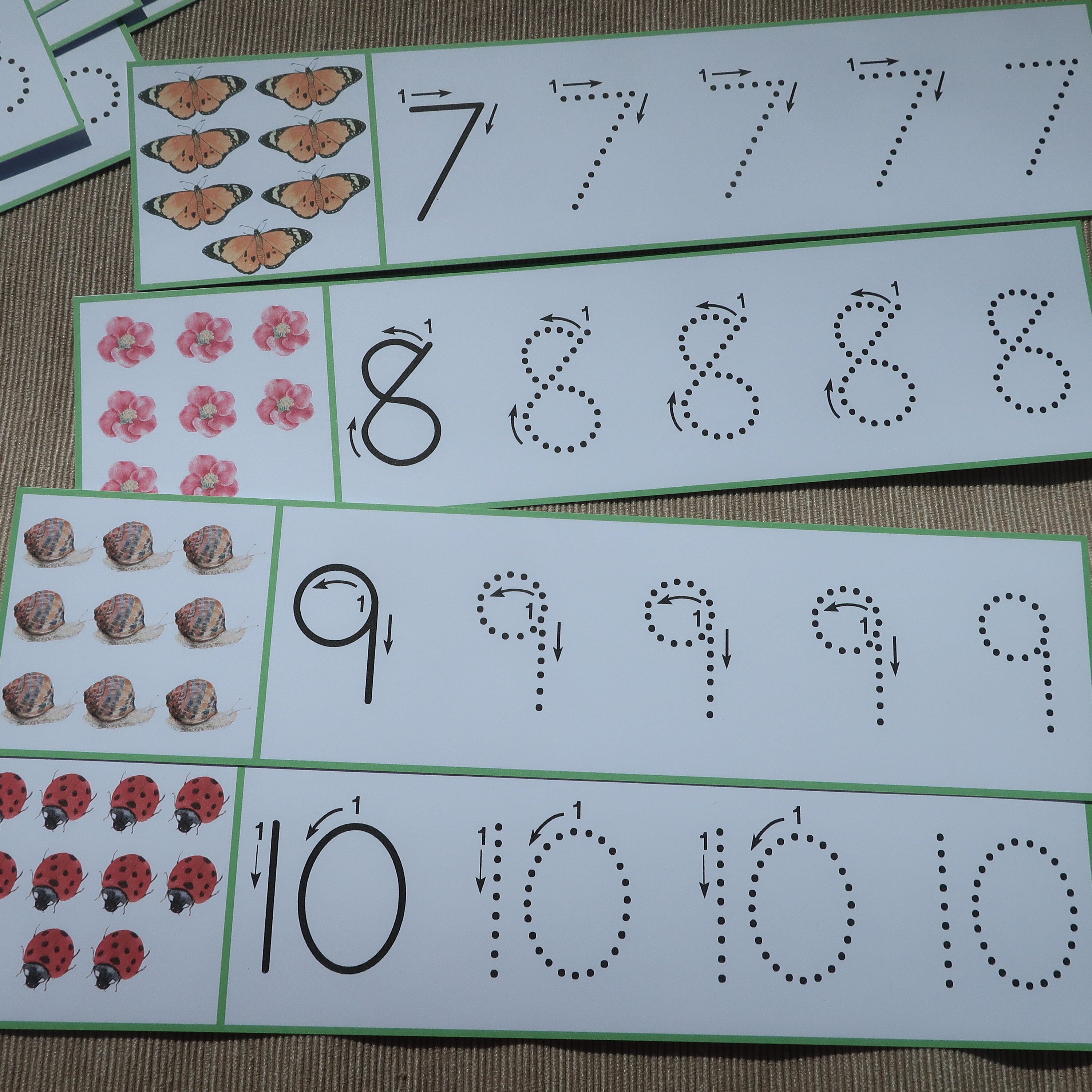 Spring Printable Number Tracing Strips. Spring Preschool and | Etsy